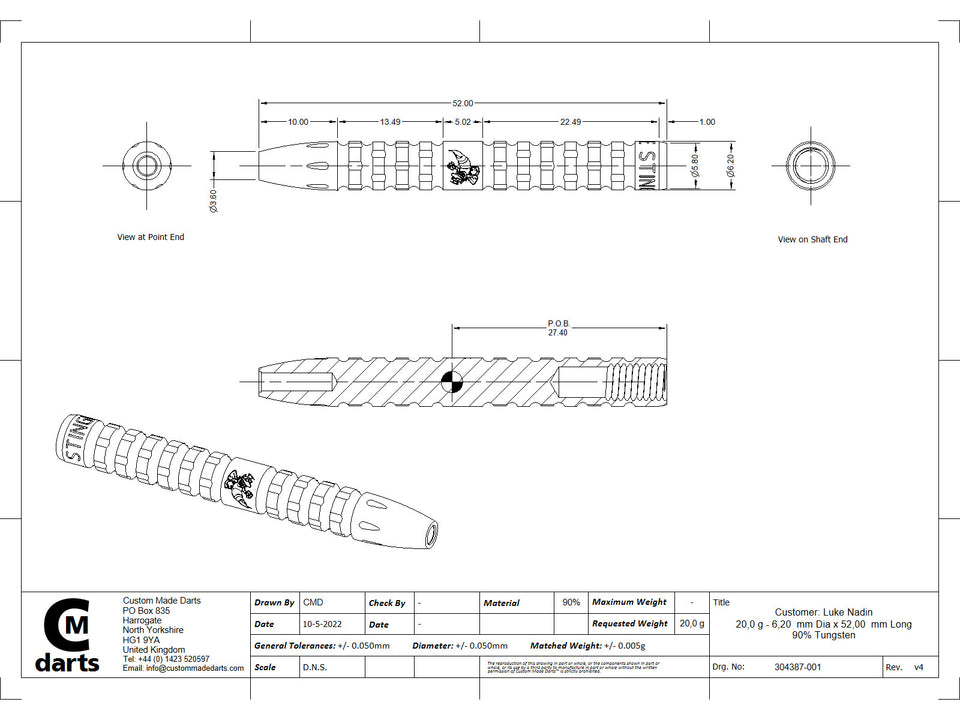 3D Dart Barrel Modelling | CAD Drawing Service | Bespoke Custom Darts ...